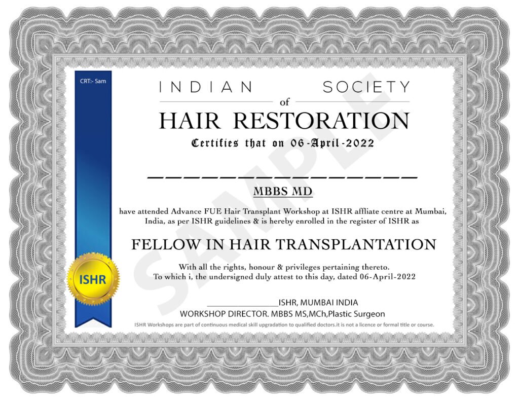 Sample Certificate – Hair Transplant Training in India by Top Hair ...